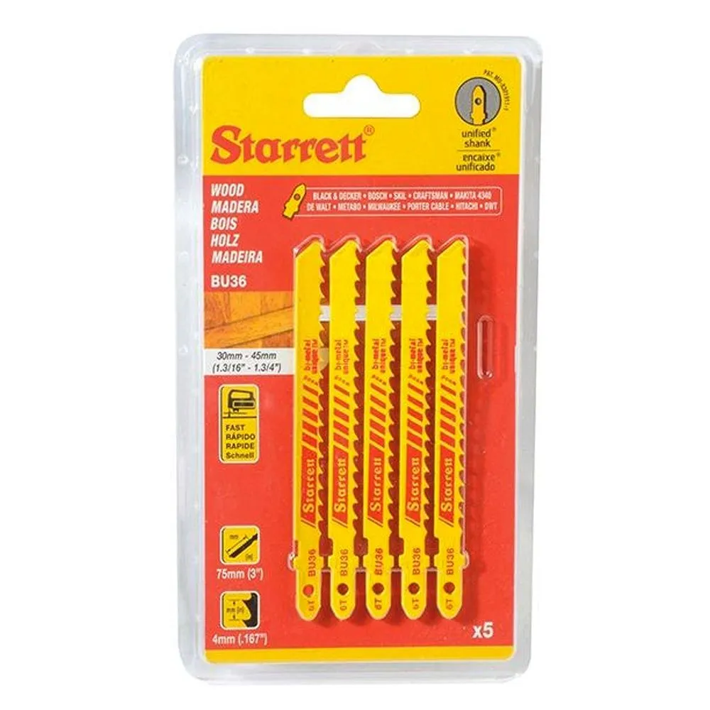 Set 5 Sierras Caladoras Bimetal – Madera – 75×7,5mm – Starrett ...